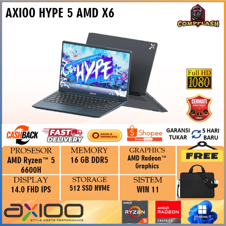 Jual AXIOO HYPE 5 AMD X6 RYZEN 5 6600H RAM 16GB DDR5 512GB SSD WINDOWS ...