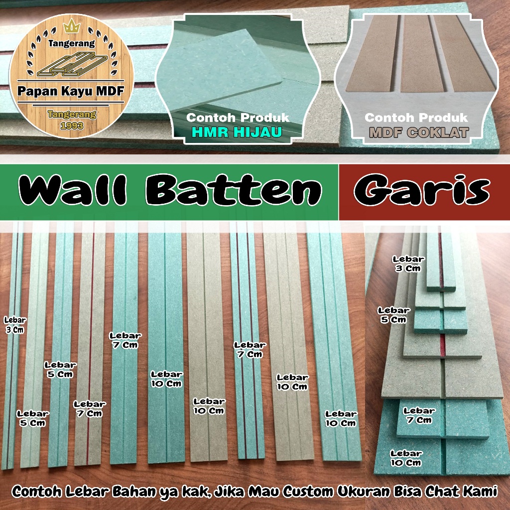 Jual Wall Batten Garis Lurus Aesthetic Lebar 10Cm Panjang 50-140 Cm HMR ...