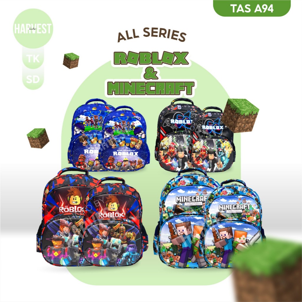 Jual TAS RANSEL TK SD / TAS RANSEL ROBLOX MINECRAFT EMBOSS 6D / TAS A94 ...