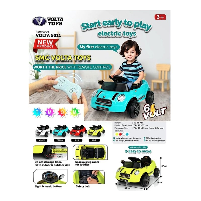 Jual Mobil Aki Anak Mini Cooper Volta 5011 Remote Ride On Car Tolocar ...
