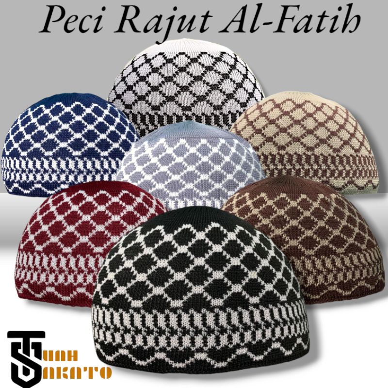 Jual Peci Rajut Al-Fatih Motif Elastis Premium kopiah/Songkok Dewasa Pria Perlengkapan Sholat ...