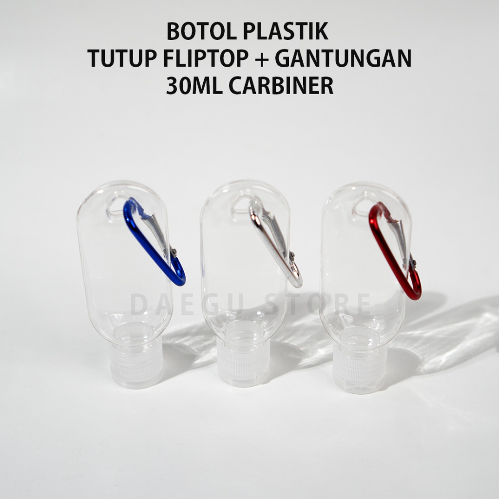 Jual Botol Flip Top 30ml Plastik PET Gantungan Carabiner Gel Hand ...