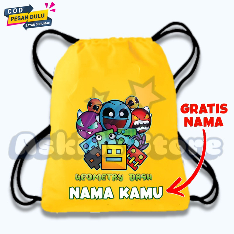 Jual Tas Serut Anak Game Geometry Dash/Kantong Serut Anak Kekinian FREE NAMA | Shopee Indonesia