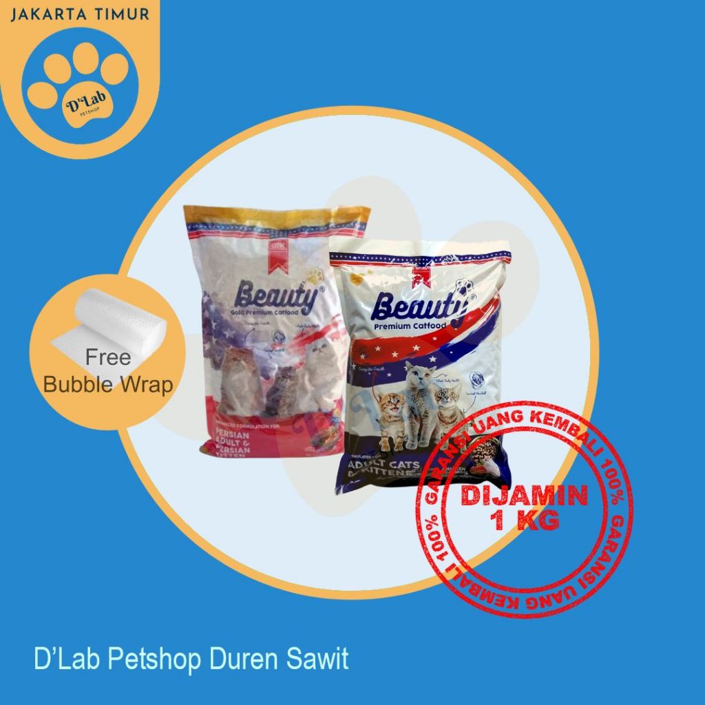 Jual BEAUTY Premium Cat Food Repack 1kg - Makanan kucing 1 kg | Shopee ...