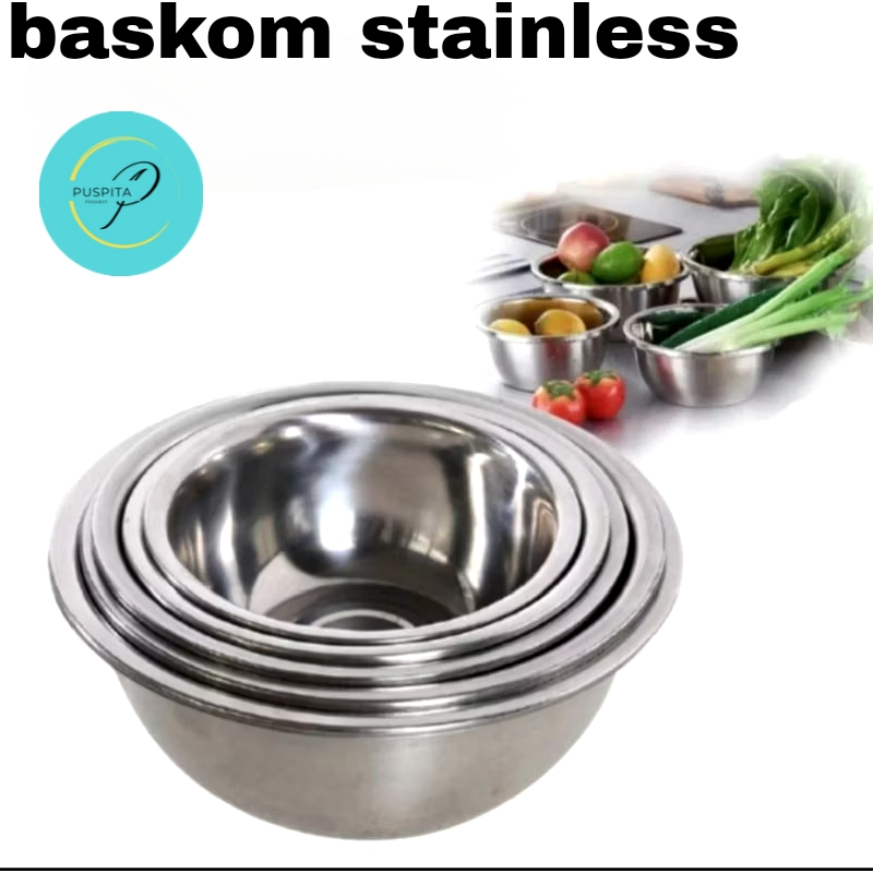 Jual BASKOM STAINLESS STEEL JUMBO | BASIN TEBAL 1 SET 6 PCS | Shopee Indonesia