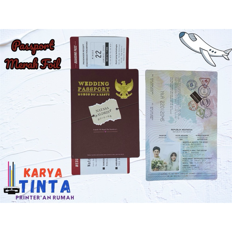 Jual Undangan Pernikahan Passport Merah Foil Full Color | Shopee Indonesia