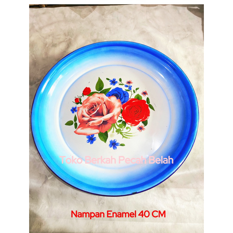 Jual Nampan Sekar Enamel Uk 50cm Baki Jadul Bulat Motif Bunga Nampan ...