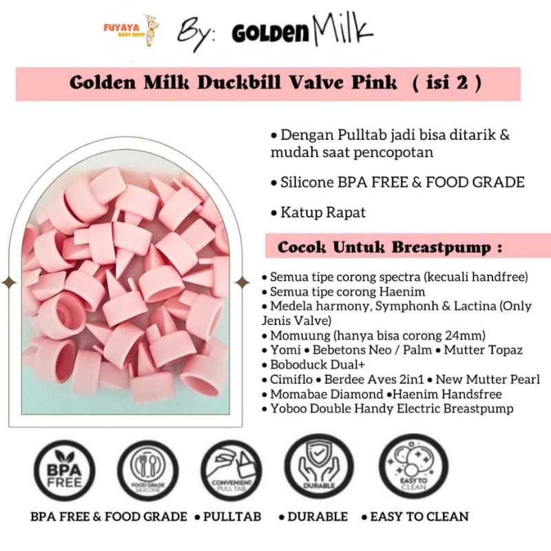 Jual PINK Duckbill Valves with Pull Tab 2pcs by Golden Milk ORIGINAL ...