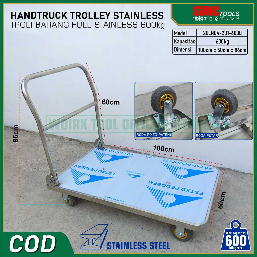 Jual SUNC TOOLS Troli Barang Trolli Stainless Troly Handtruck Trolley ...