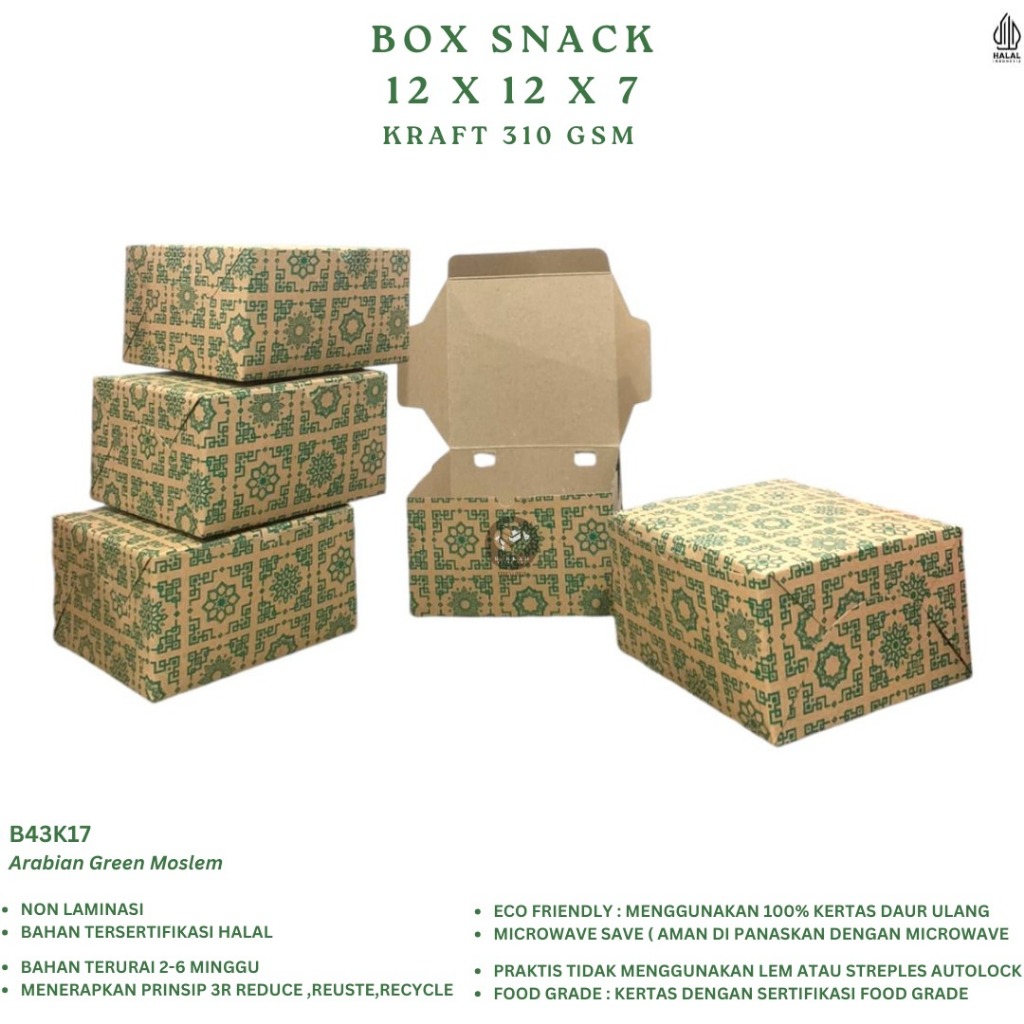 Jual Box Snack 12x12x7 Snack Box 12x12 Non Laminasi (B43K17) | Shopee ...