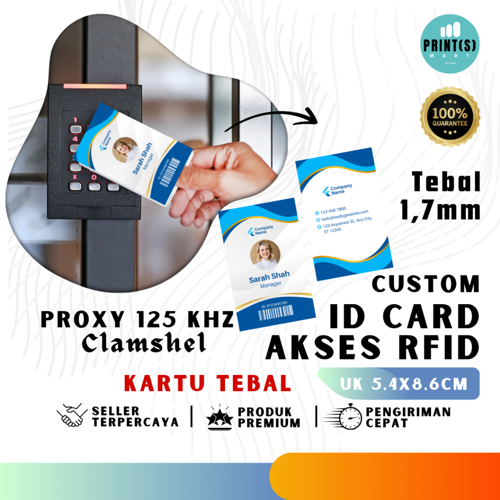 Jual Cetak Kartu Akses TEBAL, RFID Clamshell Proximity, Access Smart Card Custom Print RFID ...