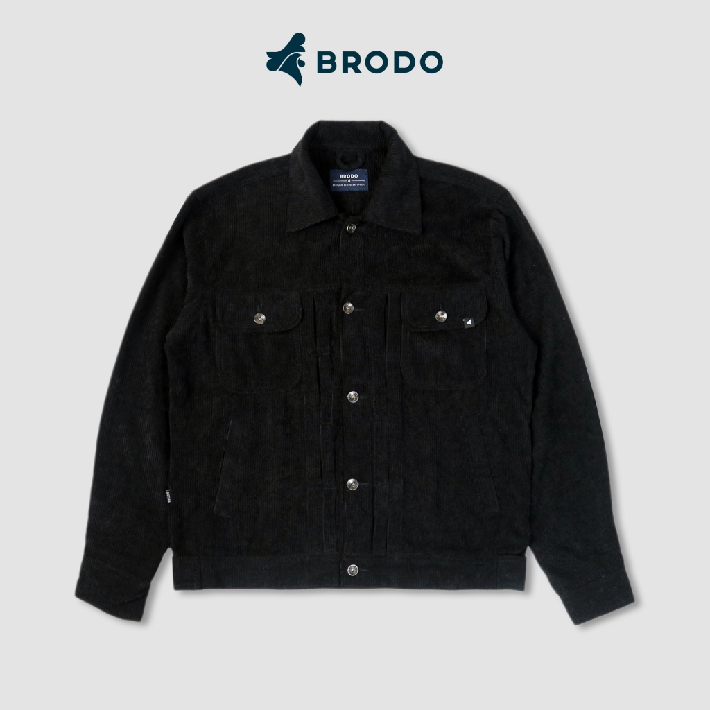 Jual BRODO - Trucker Jacket Corduroy Black | Shopee Indonesia