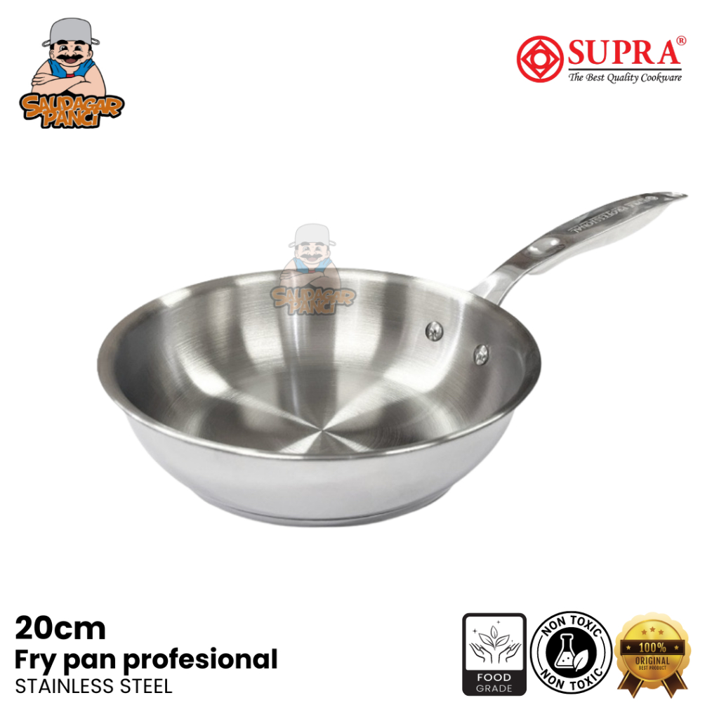 Jual SUPRA panci fry pan 20cm stainless steel SUS 304 impact bottom professional cookware series ...