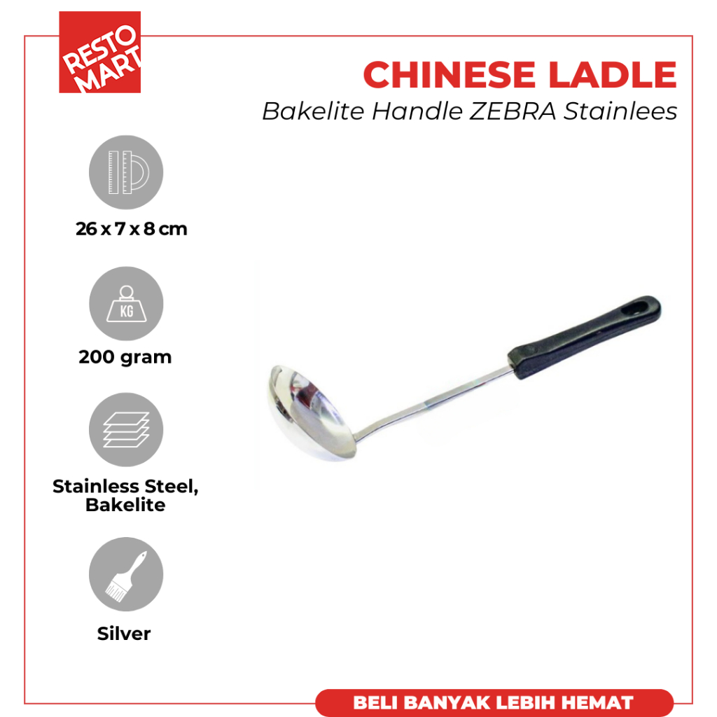 Jual Centong Sayur / Chinese Ladle Bakelite Handle ZEBRA Stainless ...