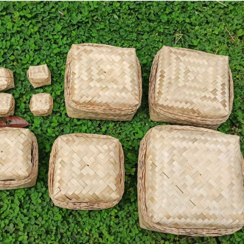 Jual ( 5 pcs ) Besek Makanan Besek Bambu Anyaman Warna Polos Wadah Nasi ...