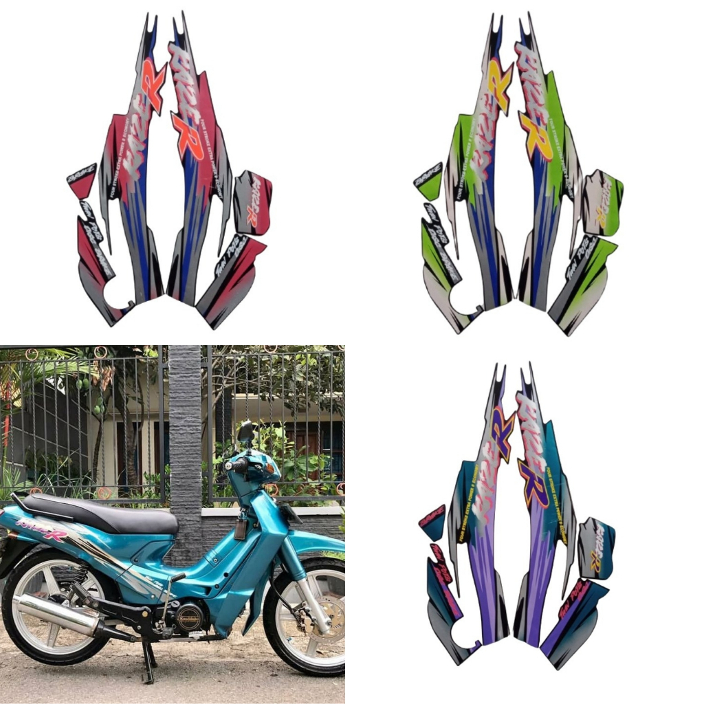 Jual Striping Standart Kawasaki Kaze R 1995 1997 Hitam Lis Hijau Stiker ...