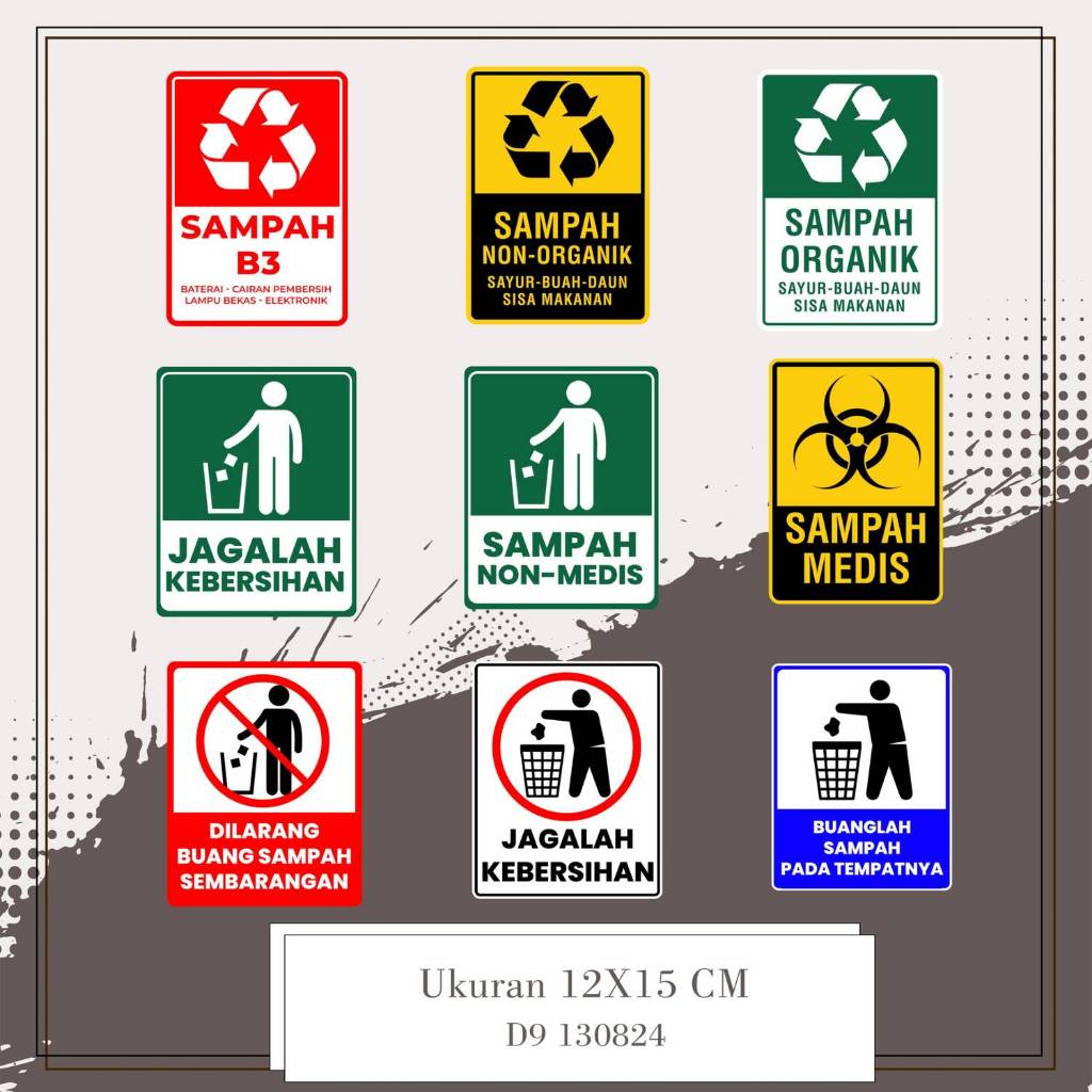 Jual Stiker Tempat Sampah Organik Non Medis B3 Jagalah Kebersihan ...