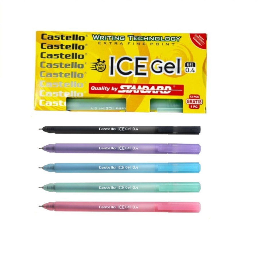 Jual 1 LSN / 12 PCS Standard Pen - Castello Ice Gel 0.4 (Pulpen, Pena ...