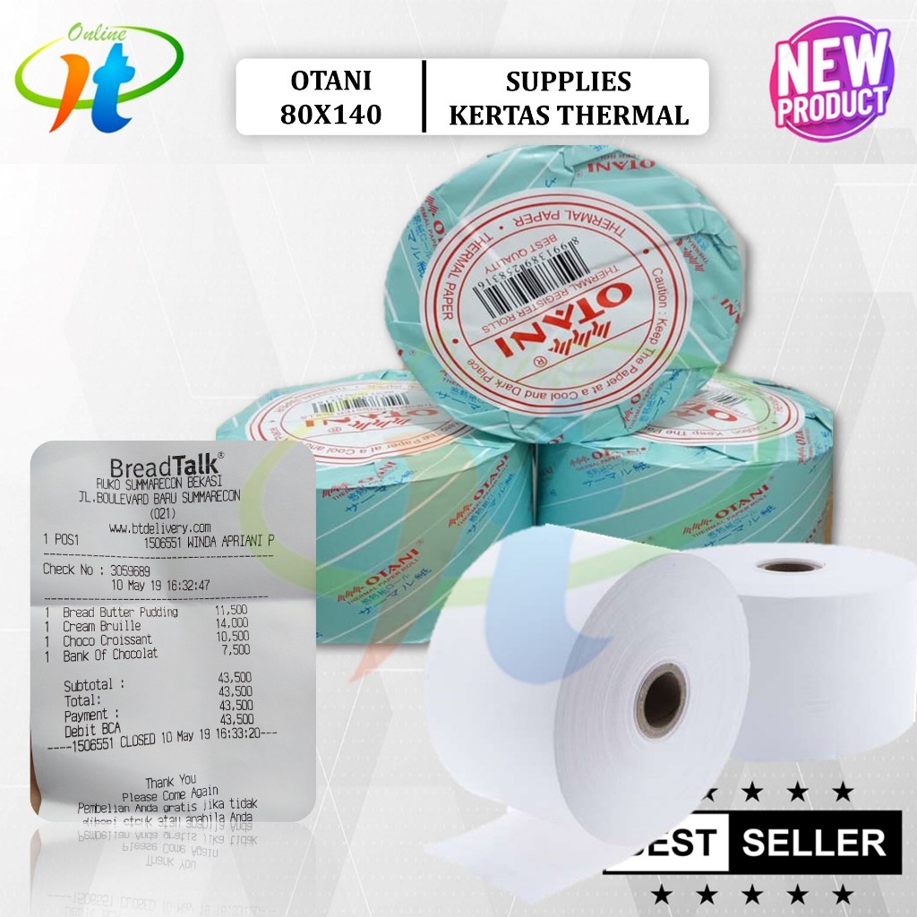 Jual Thermal Otani 80x140 Kertas Struk Thermal Struk ATM 79x140 ...