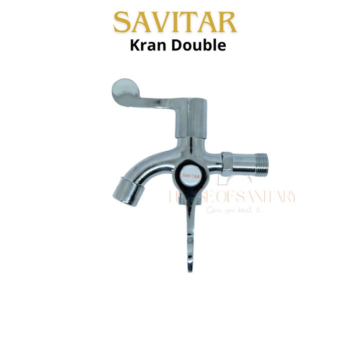 Jual SAVITAR Kran Double / Kran Cabang 2 / Keran Dinding Taman 2 Output | Shopee Indonesia