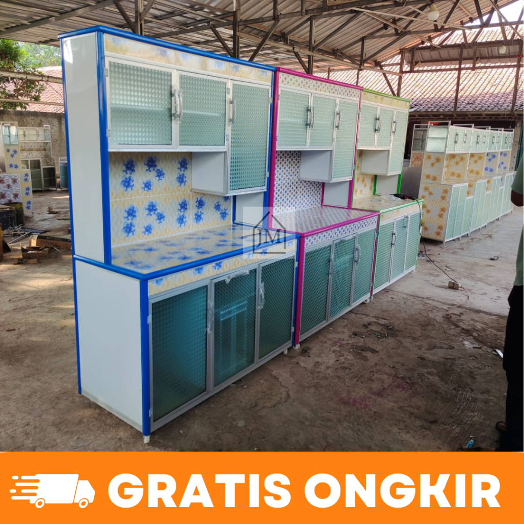 Jual RAK SAYUR LEMARI PIRING ALUMINIUM 3PINTU SLIDING TIANG JUMBO FULL ...