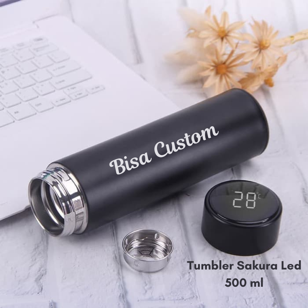 Jual Tumbler Led Temperatur Suhu Custom Nama Logo Laser Grafir Botol ...