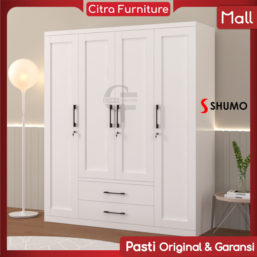 Jual Citra Furniture SHUMO ® Lemari Pakaian Baju Besi 4 Pintu Ayun Swing Neo Classic | Shopee ...
