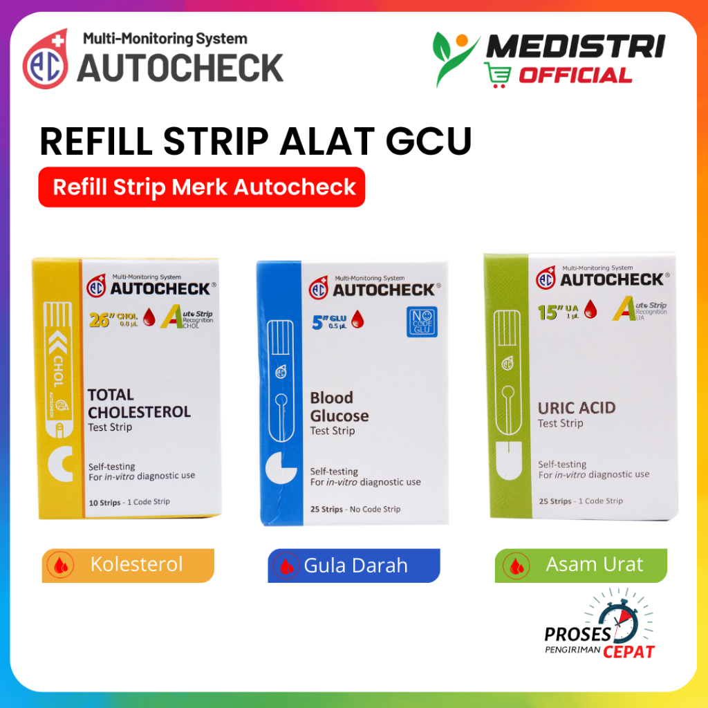 Jual Autocheck Refill Strip Gula Darah Asam Urat Kolesterol Original ...
