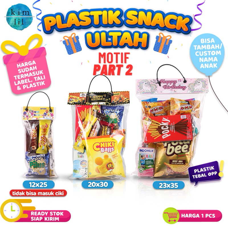 Jual [min 10pcs] MOTIF PART 2 PLASTIK LABEL SNACK ULANG TAHUN ...
