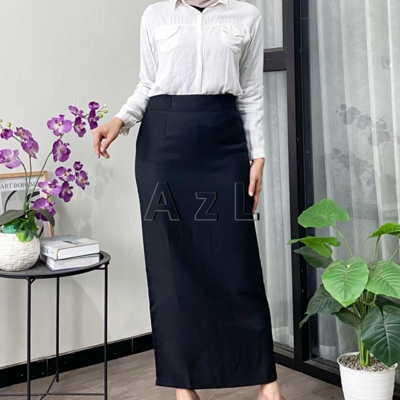 Jual Rok Kerja Wanita Panjang Span Rempel Belakang Rok Hitam Kantor Standar Dan Jumbo | Shopee ...
