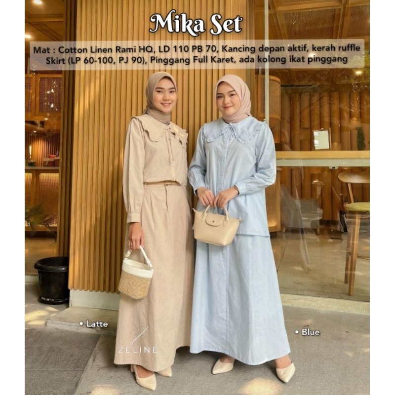 Jual Mika Set 2in1 Setelan Wanita Muslim Remaja Linen Rami Premium ...