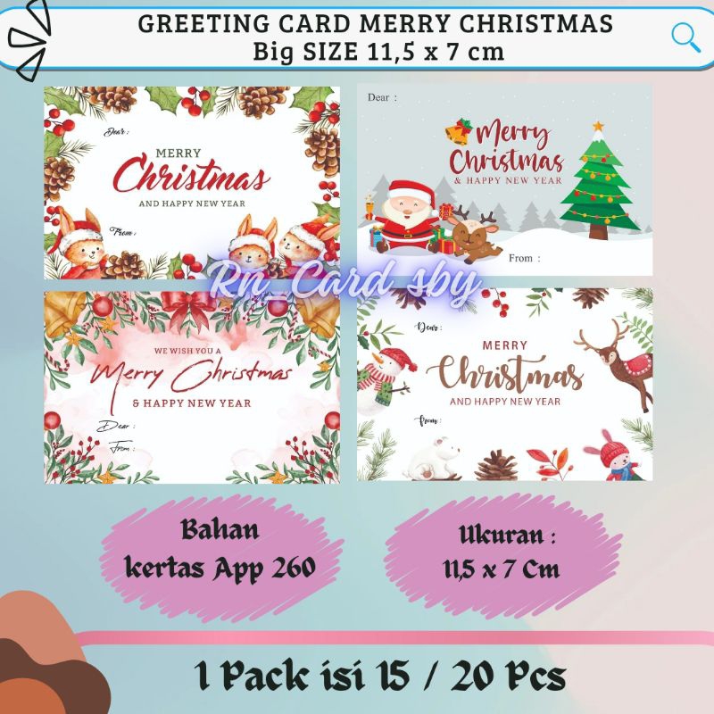 Jual ( 15/20 Pcs ) Greeting Card BIG SIZE NATAL || Gift Card || Kartu ...