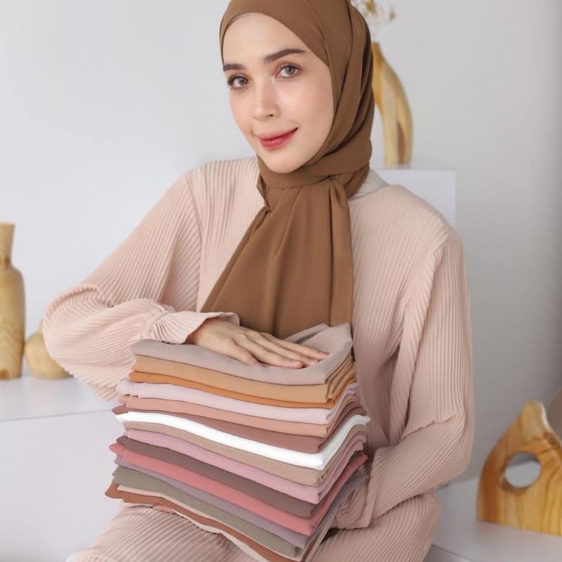 Jual Pashmina Ceruty Babydoll Premium 40 Warna || pashmina Cerutty babydoll [ Jahit Tepi ...