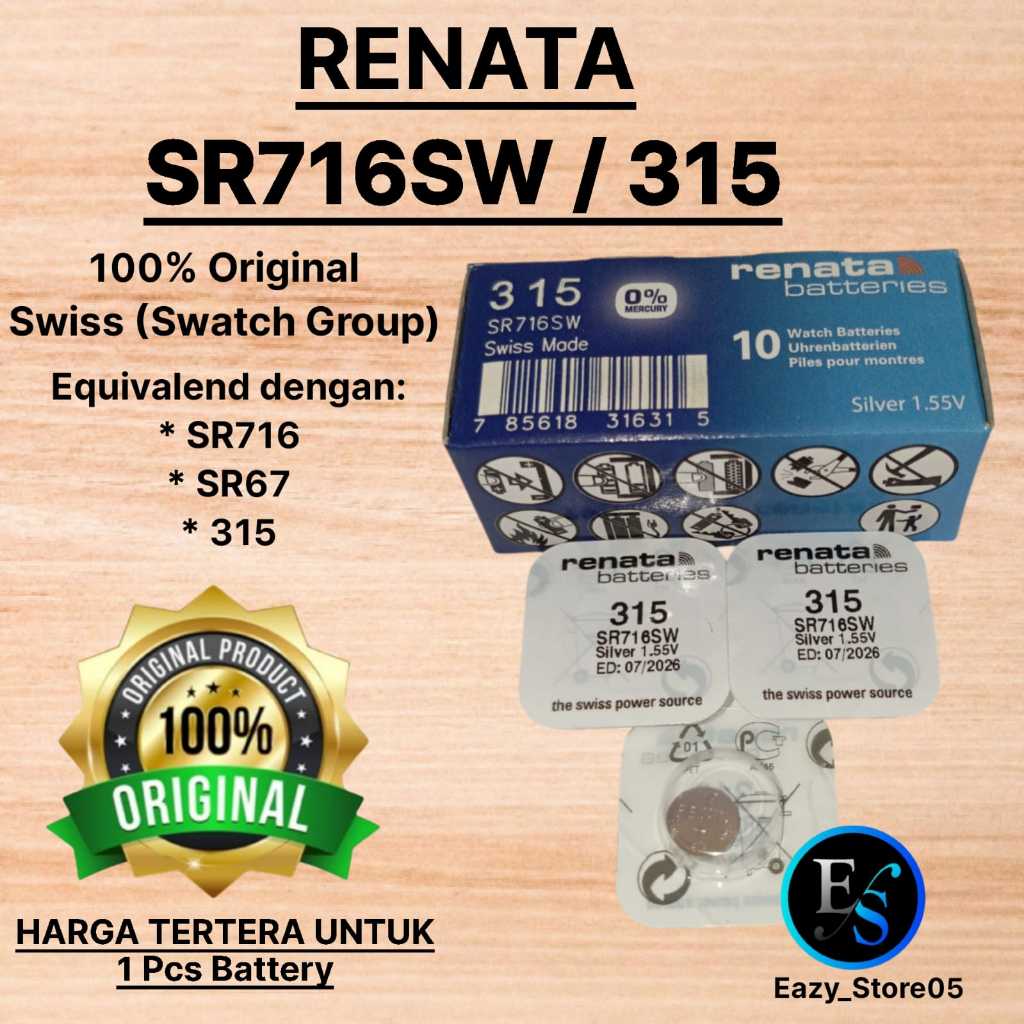 Jual Baterai Renata 315 SR716SW Original Silver Oxide Battery 1.5V ...