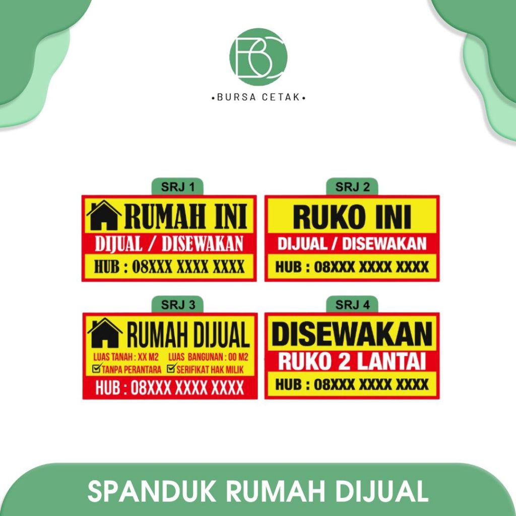 Jual BURSA CETAK - Print Spanduk Rumah Dijual / Dikontrakan / Tanah ...