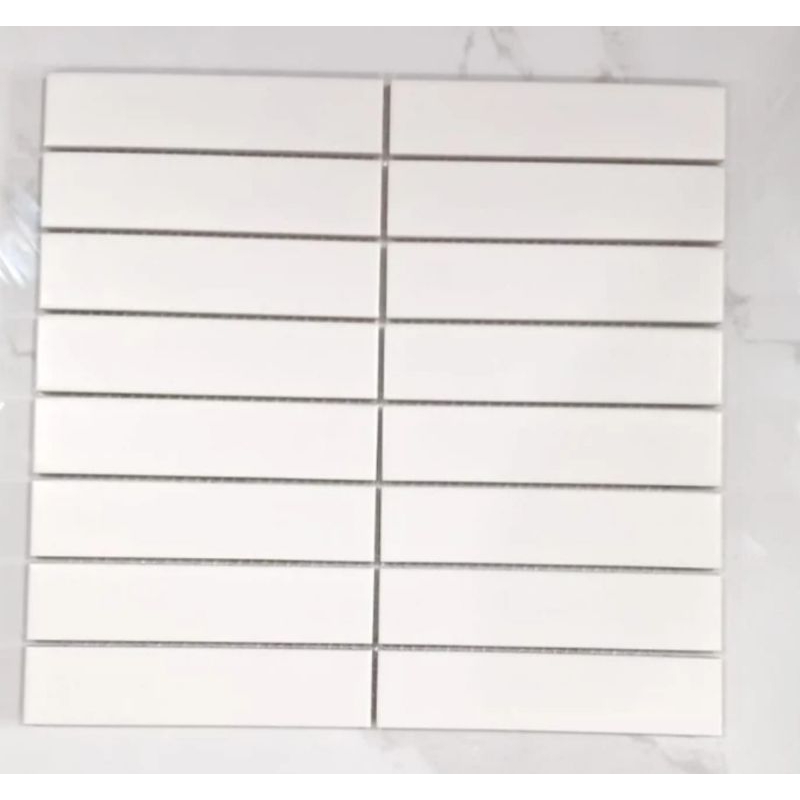 Jual Keramik Mozaik Long Striped White Matte 3.5 cm | Shopee Indonesia