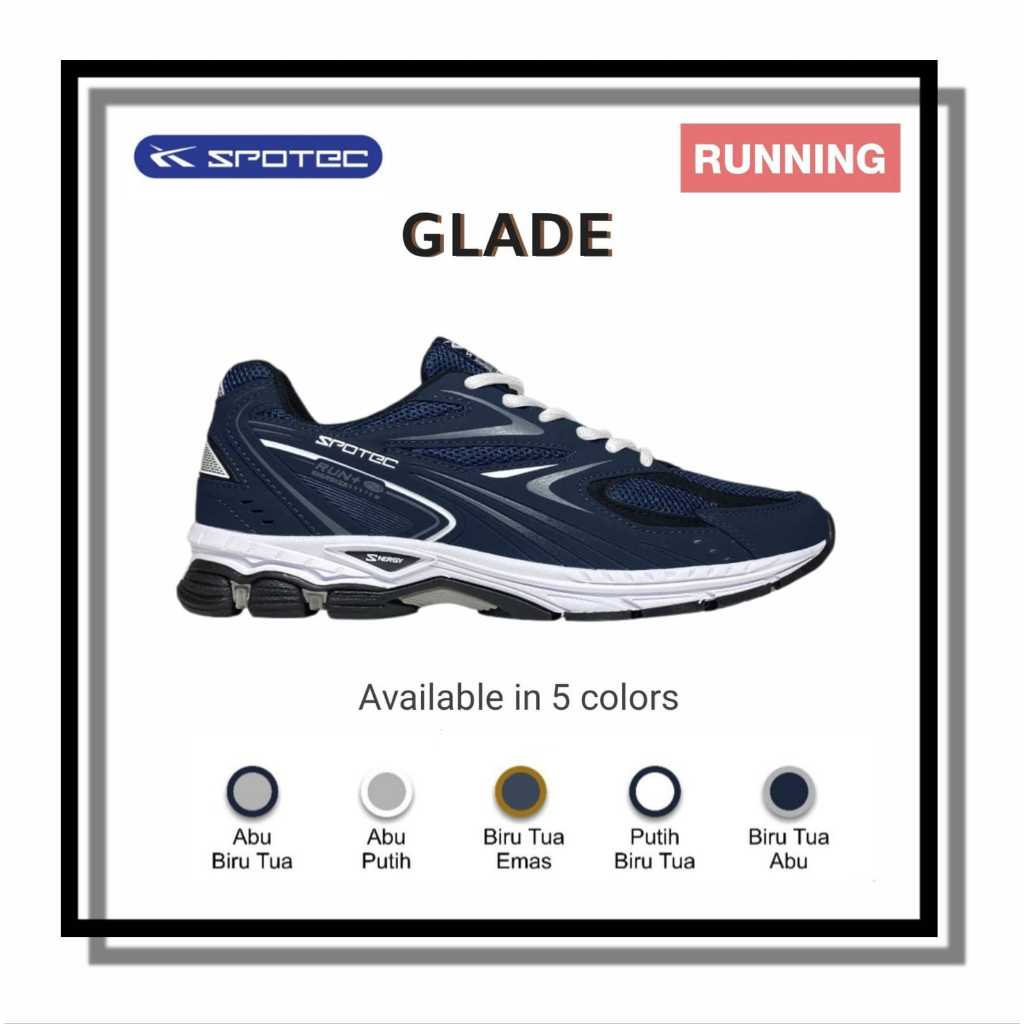 Jual SPOTEC Sepatu RUNNING GLADE Warna Biru Tua - Abu | Shopee Indonesia