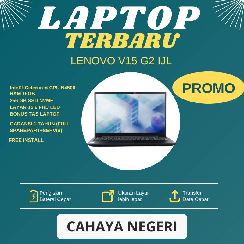 Jual PROMO LAPTOP Lenovo V15 G2 IJL Celeron N4500 RAM 16GB SSD 256GB ...
