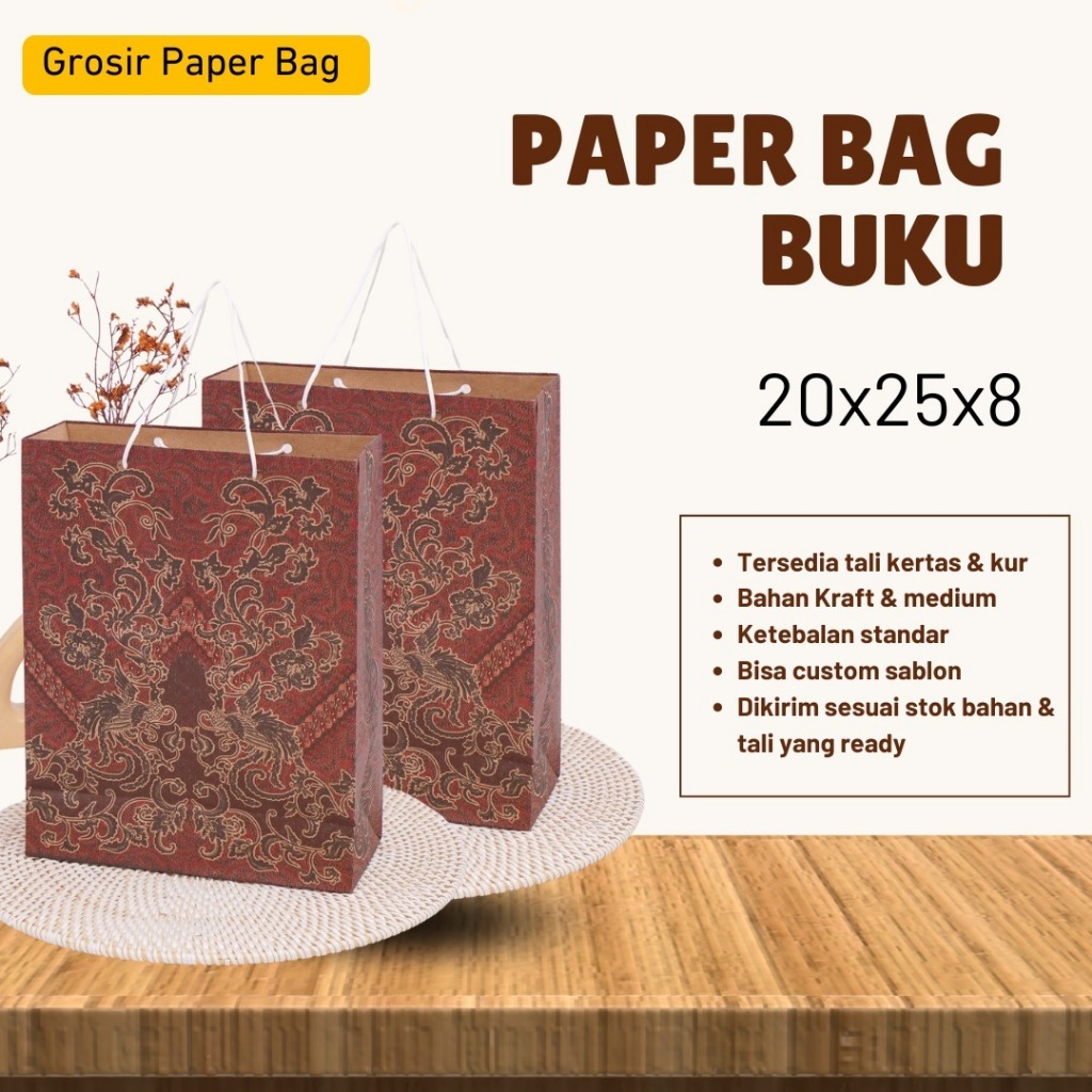 Jual PAPER BAG BATIK BUKU/ 20 X 25 X 8 / PAPERBAG MOTIF / TAS KERTAS ...