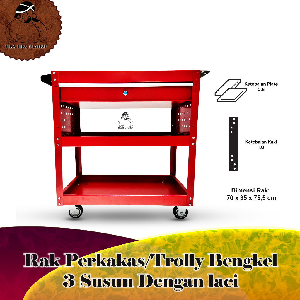 Jual Rak perkakas 3 susun /rak perkakas 3 tiers ada laci | Shopee Indonesia