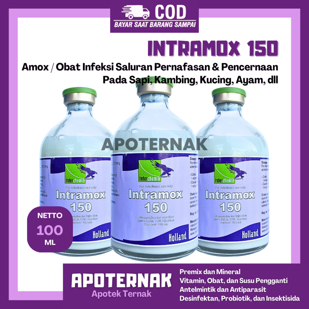 Jual INTRAMOX 150 BIRU 100ML - Antibiotik Hewan Amoxycillin Spektrum ...