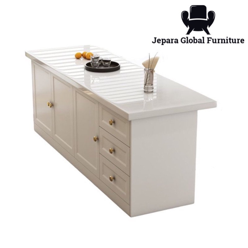 Jual kitchen Island Meja Dapur laci Top Meja Marmer Cream - meja dapur ...