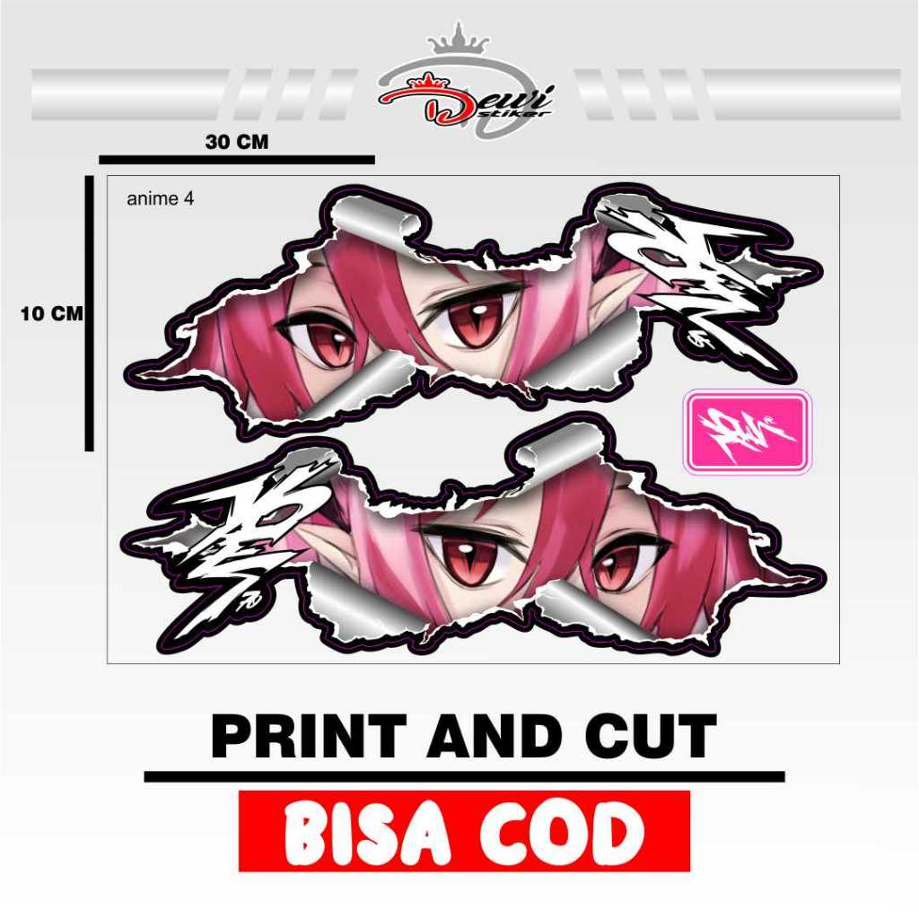 Jual stiker print cut / motif cartoon / anime / wibu / stker motif ...