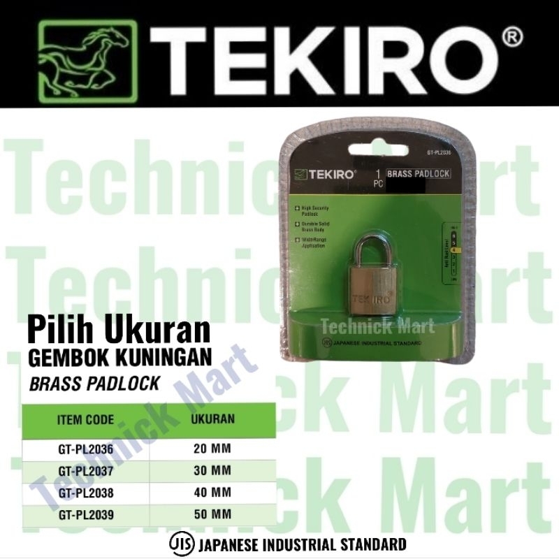 Jual TEKIRO brass padlock gembok kuningan ukuran 20 30 40 50 mm ...