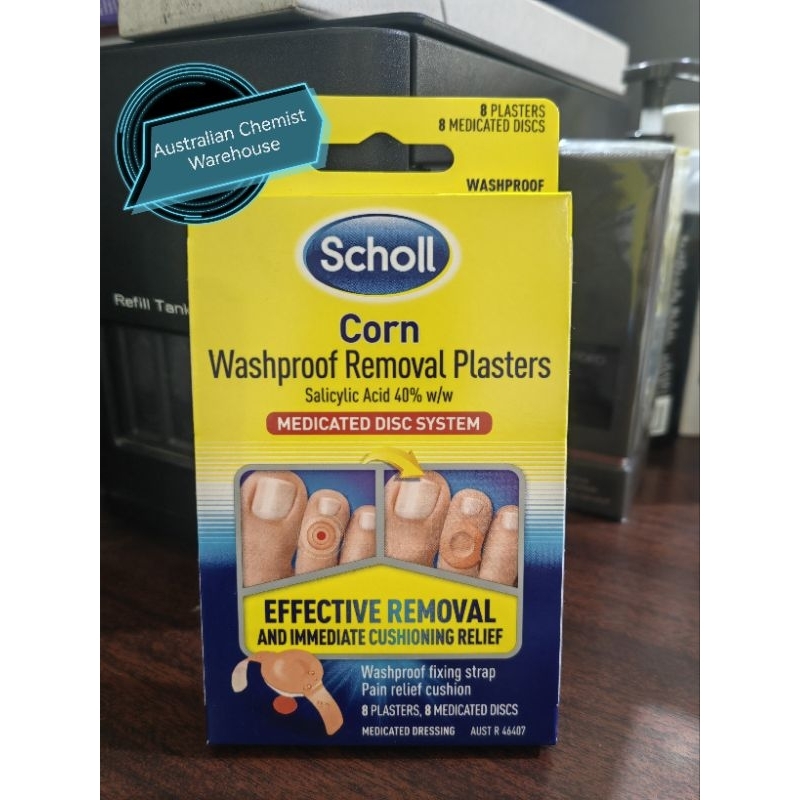 Jual Scholl Corn Washproof Removal Plasters - 8 Plasters, 8 Medicated ...
