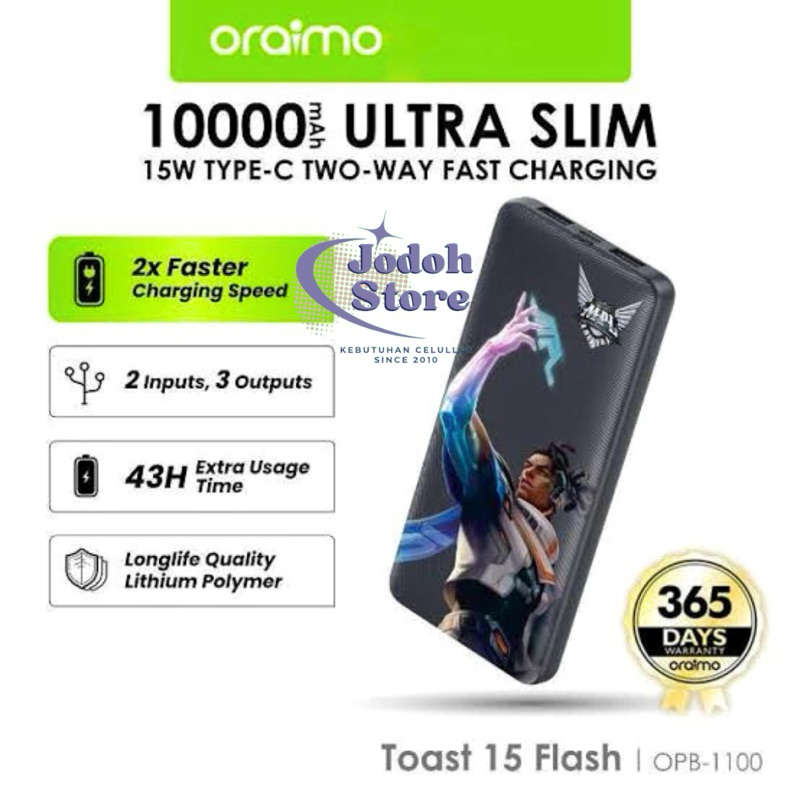 Jual Oraimo Powerbank x MPL Mobile Legends Toast 15 Flash Real Capacity ...