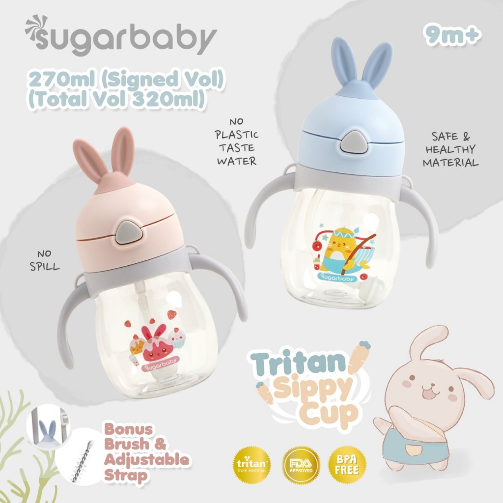 Jual Sugar Baby TRITAN Sippy Cup Rabbit (320 ml (total vol)/270 ml ...
