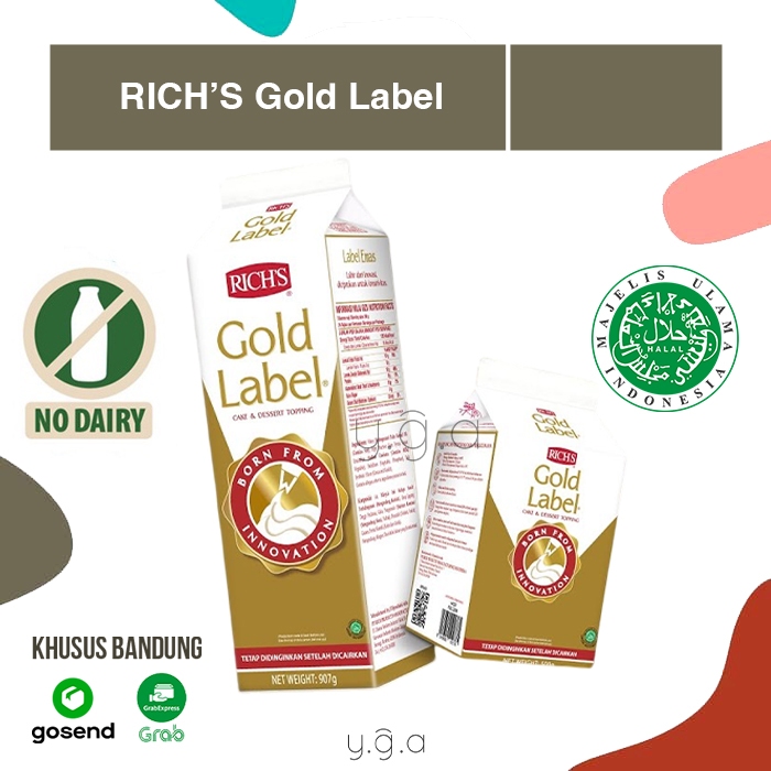 Jual Rich's Gold Label NON DAIRY Whipping Cream 500gr / 907gr / Rich ...