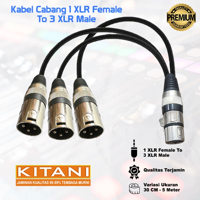Jual Kabel Cabang / Kabel Audio 1 XLR Female to 3 XLR Male - Kitani | Shopee Indonesia