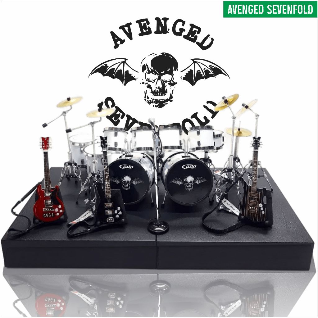 Jual Miniatur gitar Dan Drum Doble Bass Avenged Sevenfold White Best ...
